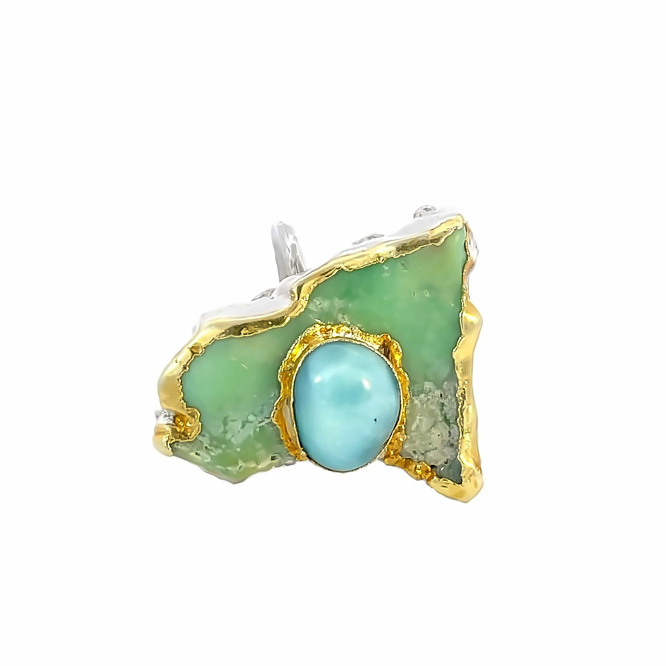 Mackenzie Cocktail Ring with Chrysoprase and Larimar – Baba Jewelry